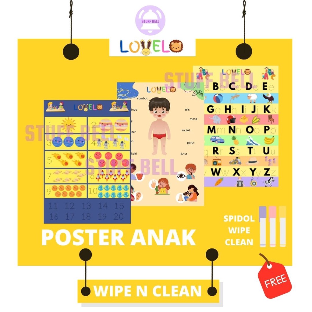 Wipe CLEAN Educational Poster for Preschool Kindergarten Elementary ...
