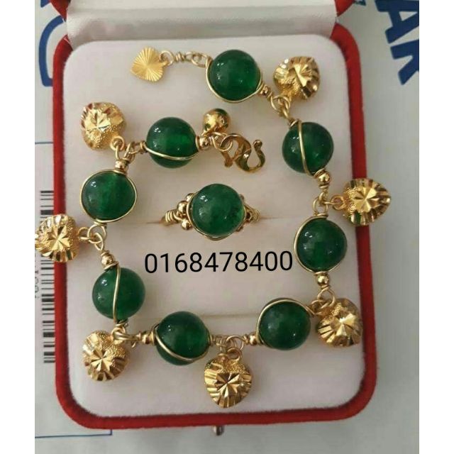 Gelang Tangan Batu Jed Asli Lilit Suasa Juntai love mas | Shopee Malaysia