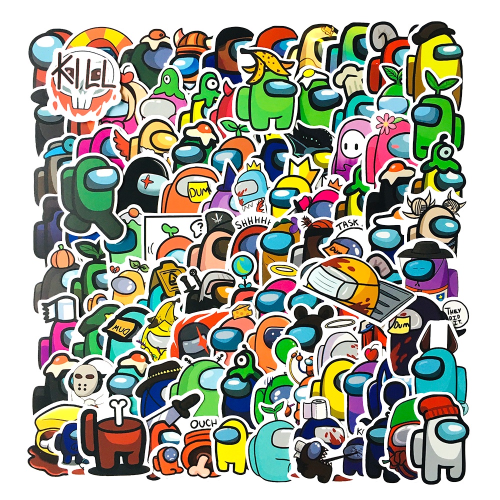 Set of 100 among us stickers for phones, laptops, helmets | Shopee Malaysia
