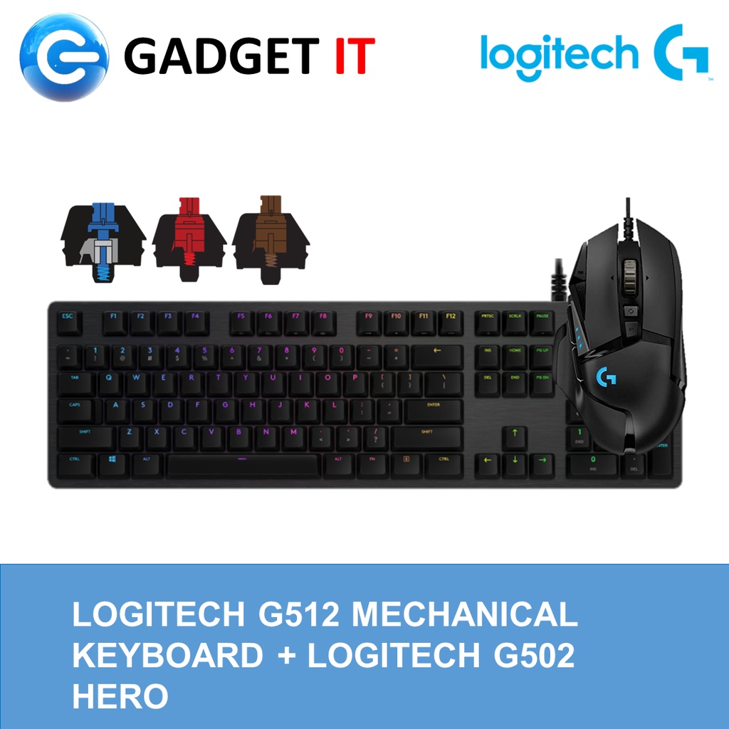 (BUNDLED PACK) LOGITECH G512 MECHANICAL GAMING KEYBOARD + LOGITECH G502 HERO WIRED GAMING MOUSE ...