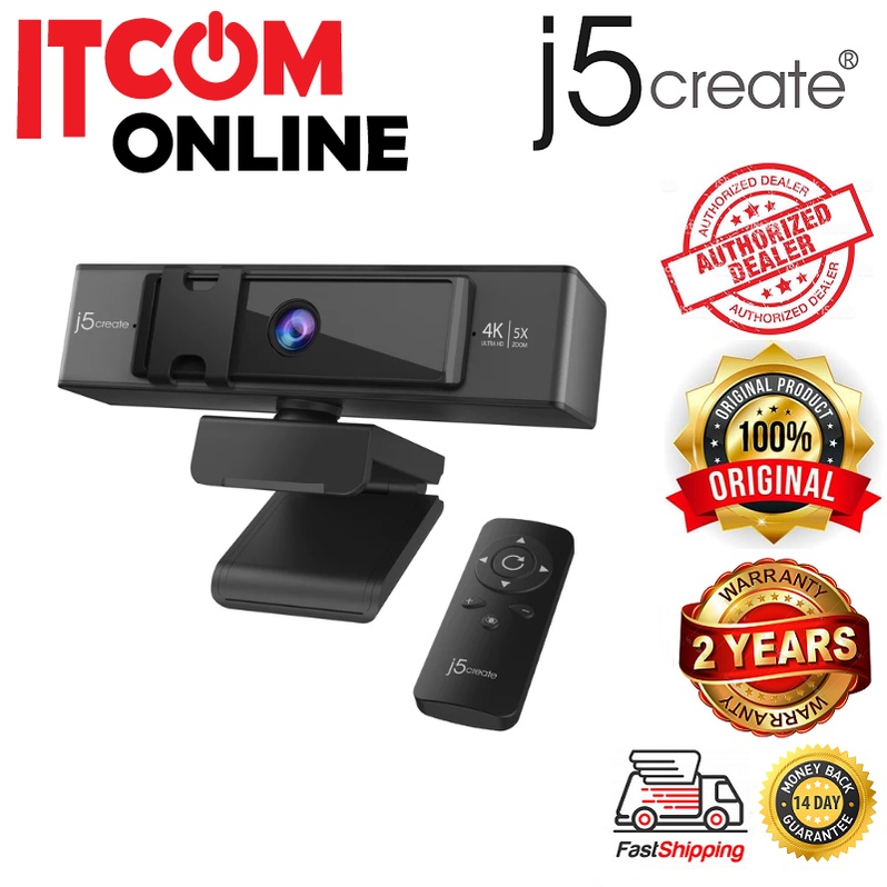 J5 CREATE 4K UHD 2160P 360'' ROTATION BUILT-IN MICROPHONE TYPE-C WEBCAM ...