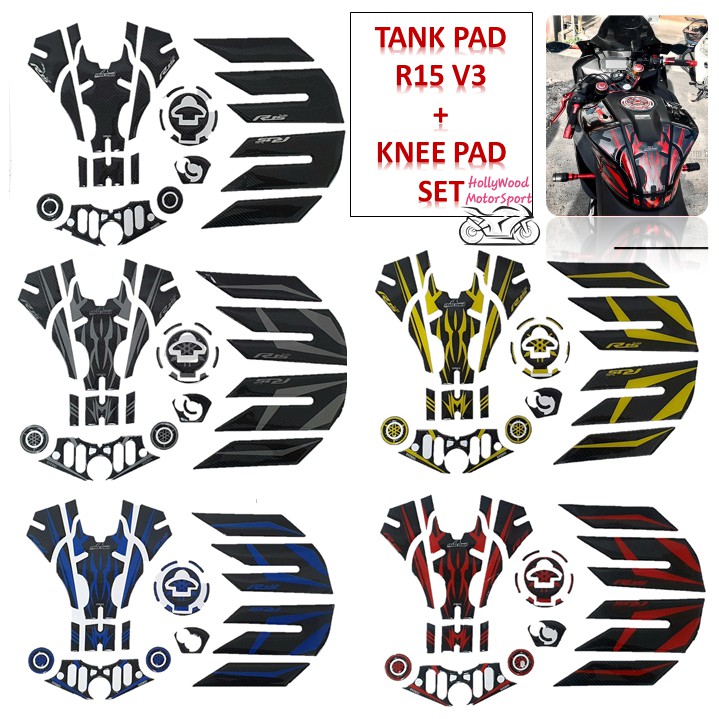 R15 V3 TANK PAD + KNEE PAD SET CARBON SHARK POWER TANKPAD FULL SET ...