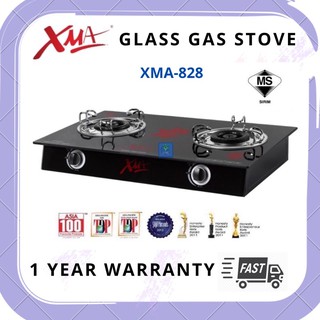 HAPPY HOME DOUBLE BURNERS GLASS TABLE TOP XMA GAS COOKER STOVE (XMA-828 ...