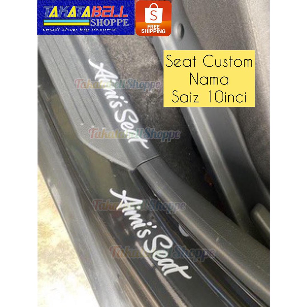 Sticker custom nama untuk seat kereta/nama di seat/sticker di tempat ...