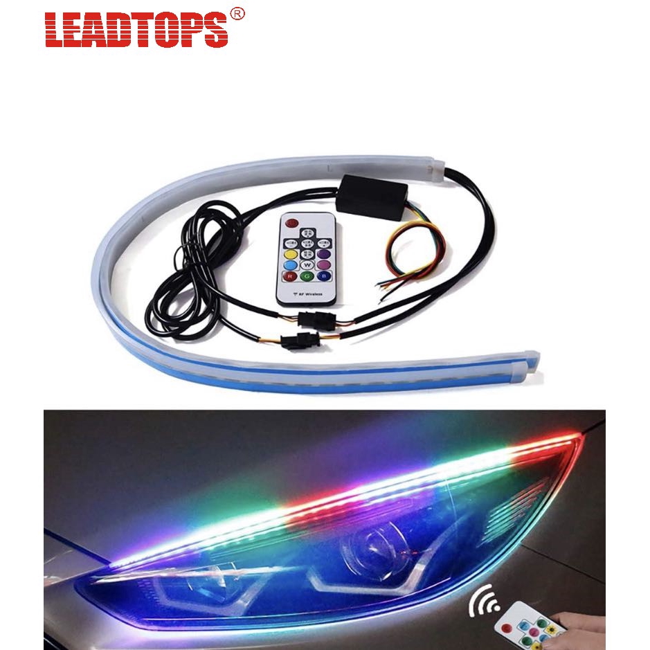 LEADTPS 7 Colors DRL RGB LED Car Light Turn Signal Daytime Running Car ...