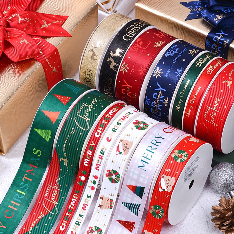9metres/roll Christmas Ribbon 9mm 16mm 25mm Ribbons for Xmas Gifts DIY ...