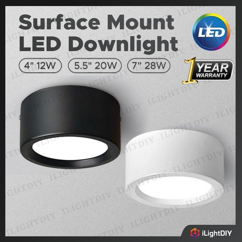 12W/20W/28W 4″/5.5″/7″ BLACK/WHITE LED SURFACE DOWNLIGHT LAMPU LED ...