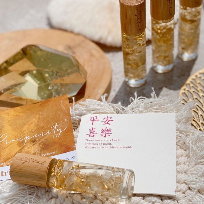 CRISTY CRYSTALS CNY SPECIAL Citrine Essentials Oil with 24K Gold Flake ...
