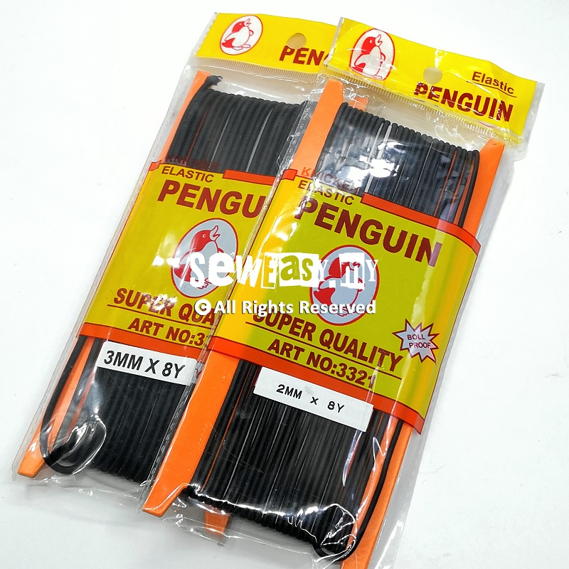Penguin 2mm & 3mm Getah Bulat (Hitam) / Black Elastic Round Band ...