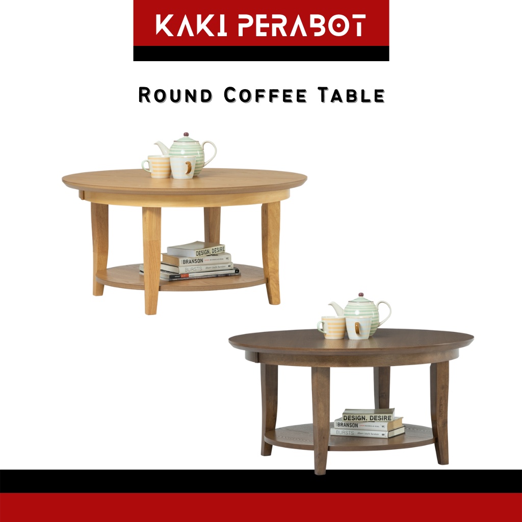 JEFFY Wood Coffee Table Modern Round Coffee Table Round Table Meja Kopi ...