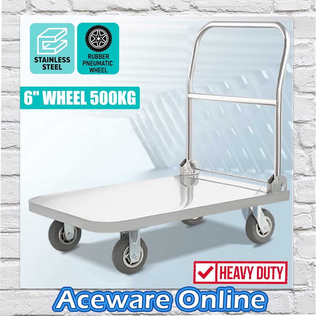 500kg STAINLESS STEEL FOLDABLE TROLLEY Platform Hand Truck Trolley ...