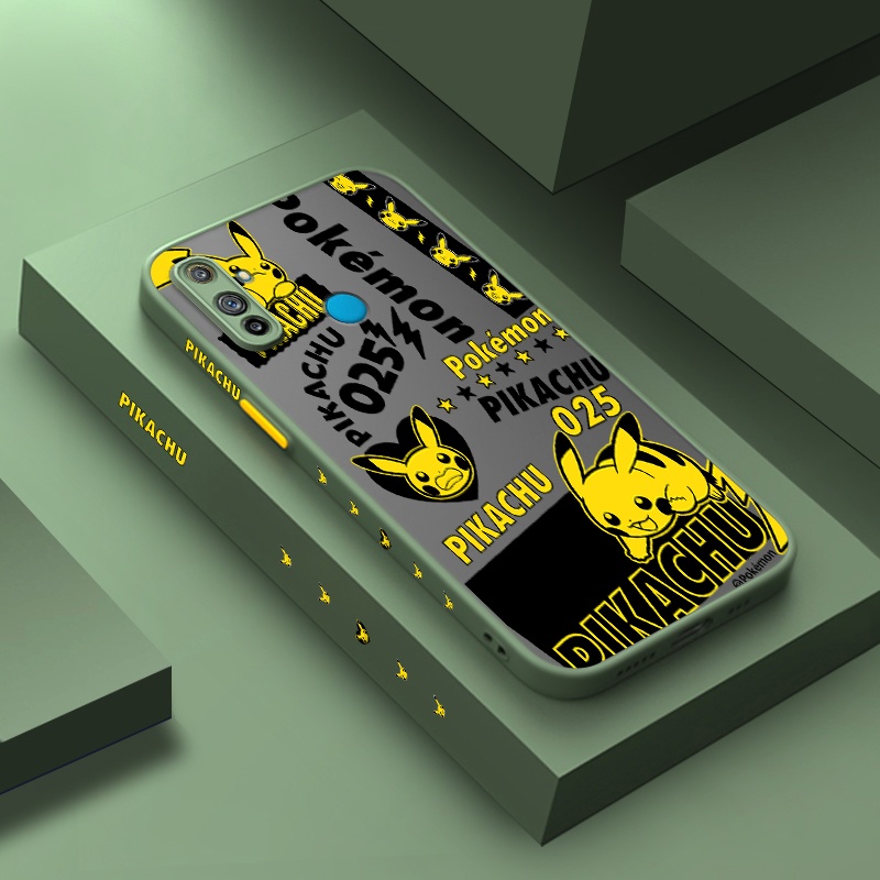 For Realme C3 C3i Case Pikachu Thin Side Edge Frosted Transparent Hard ...
