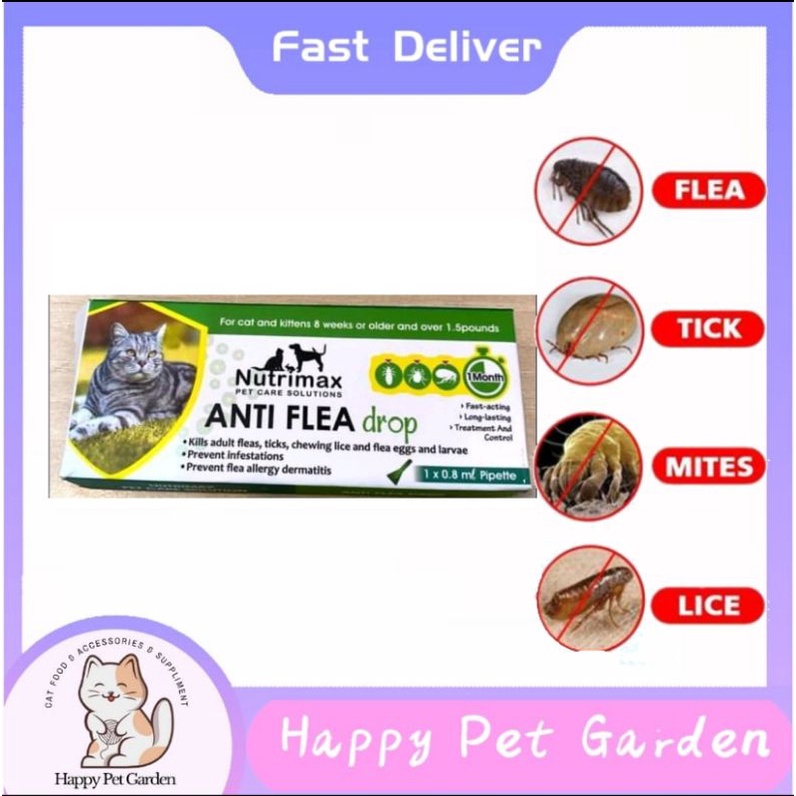Nutrimax Anti Flea Drop (1 x 0.8ml Pipette) For Cats & Kitten /Ubat ...