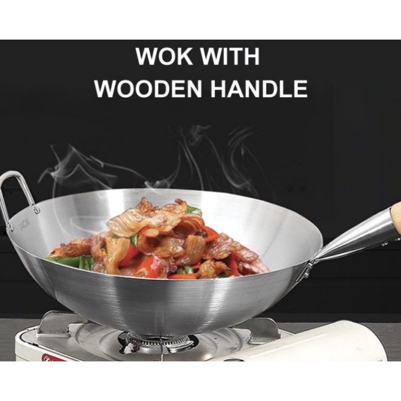High Quality Stainless Steel Wok With Wood HDL_Kuali Steel_Kuali Tomyam ...