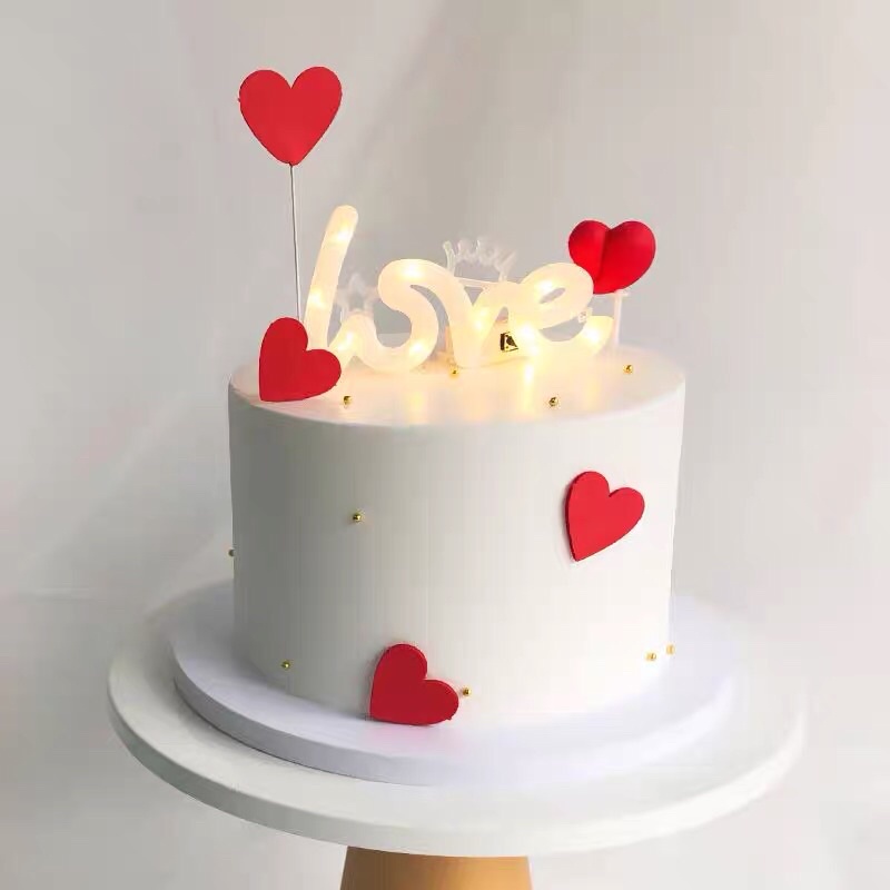 [Ready Stock] Love light cake decoration love cake topper valentine ...