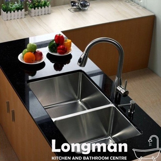 LONGMAN SUS 304 Stainless Steel Handmade Kitchen Sink Top/Under-Mount ...