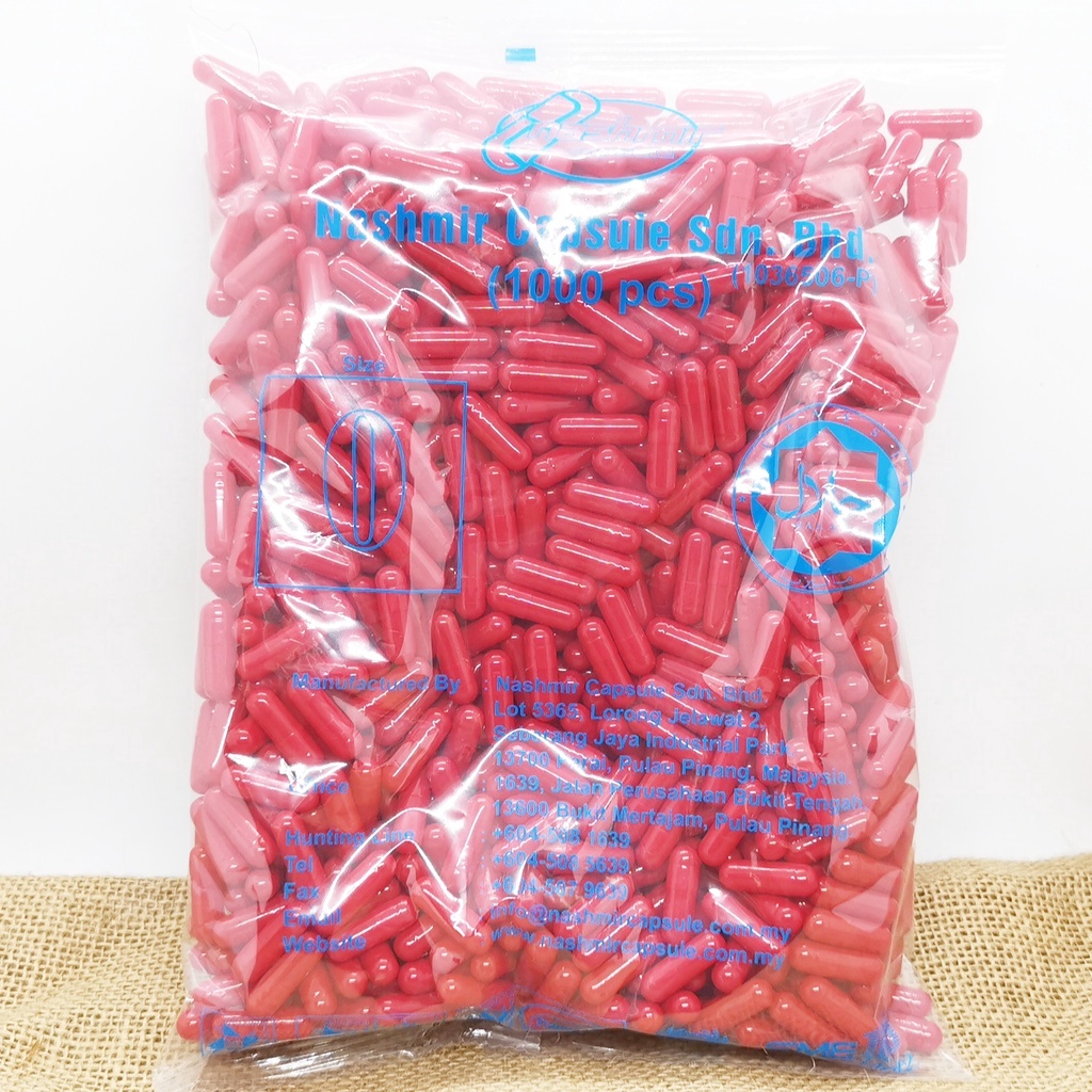 Kapsul Kosong Warna 空胶囊 Nashmir Empty Color Capsule 1000pcs (Size 0 ...