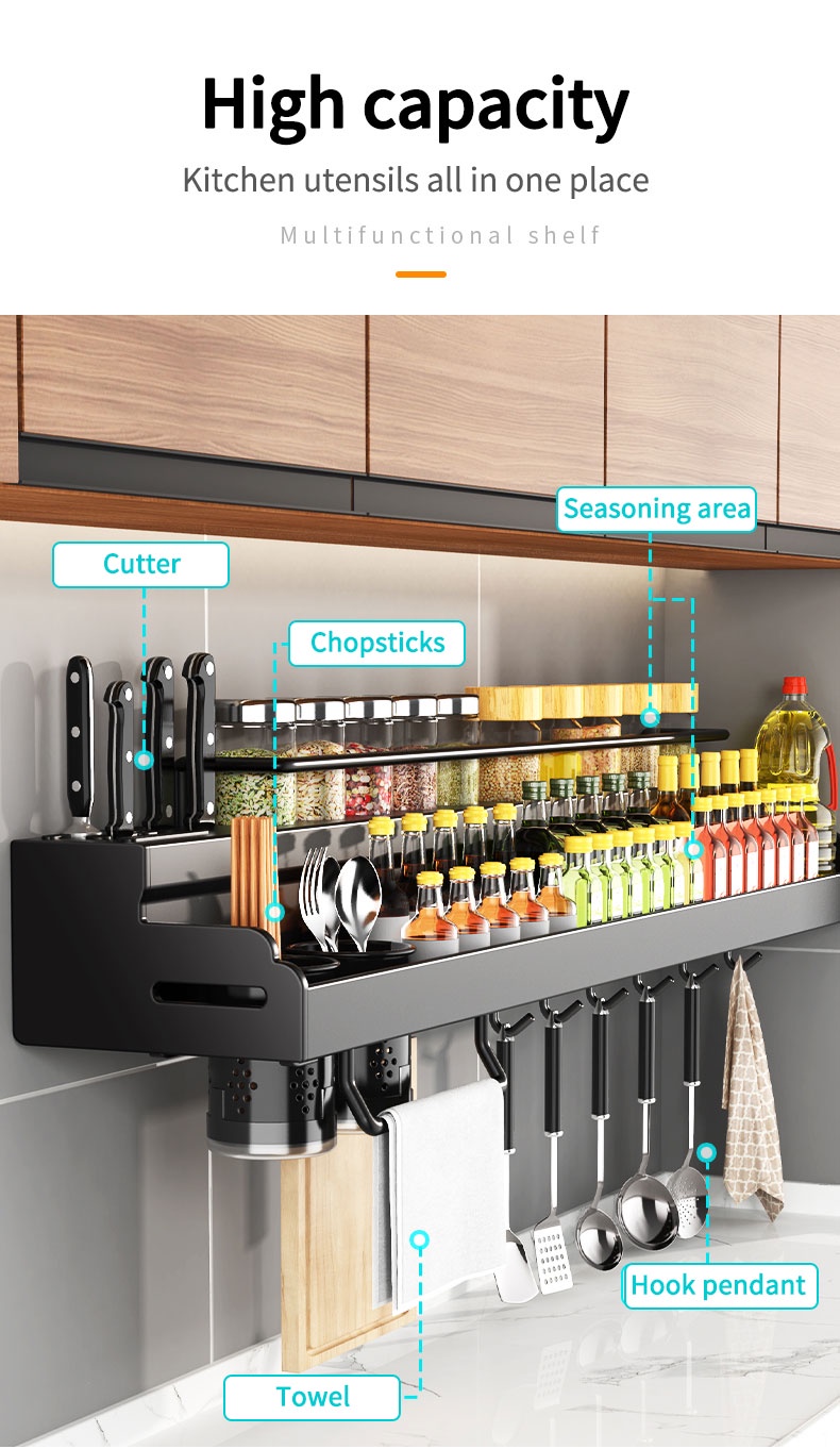 Spice Rack Hanging Kitchen Rack Organizer Rak Rempah Dapur Condiments ...