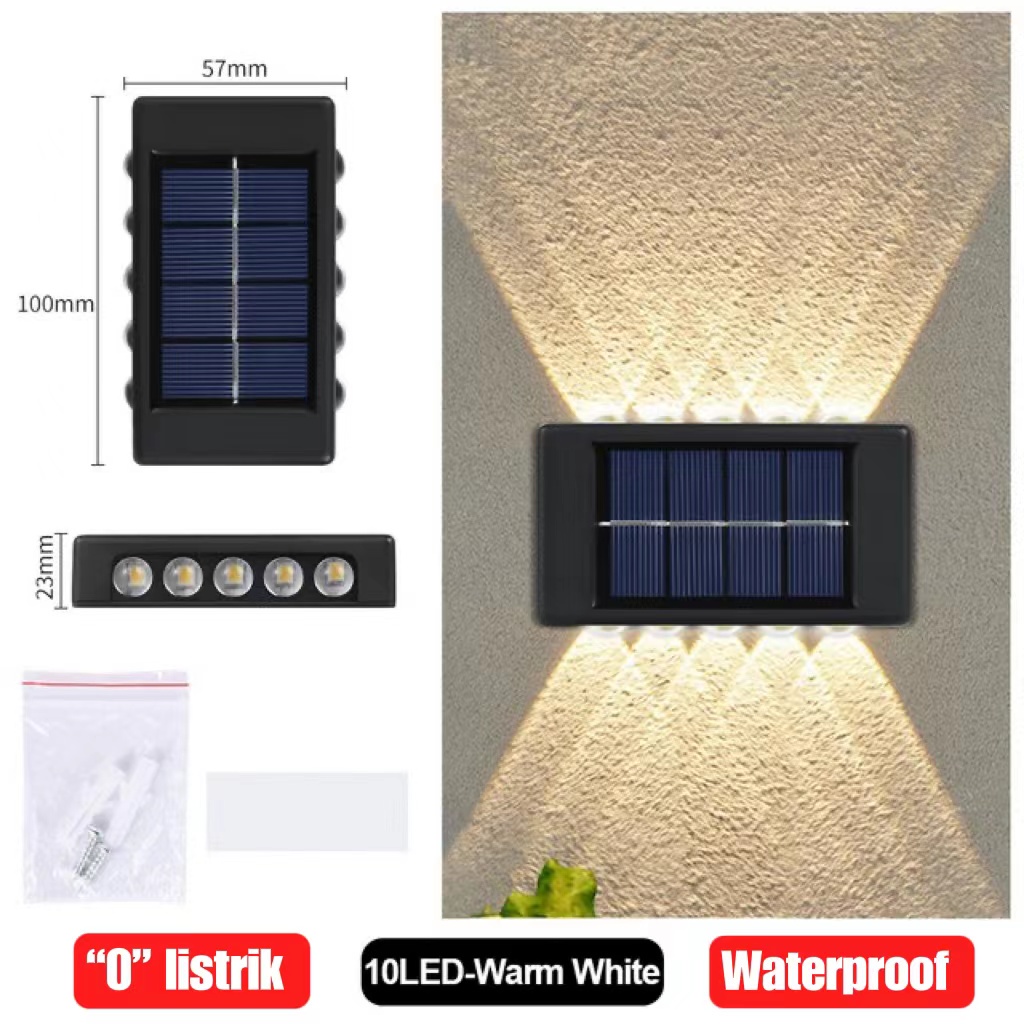 Solar Outdoor Garden Wall Lamp COB LED Wall Light 2-way 10w | Shopee ...