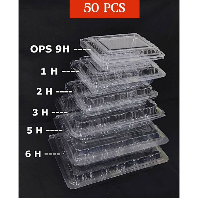 (50pcs) OP-1,2,3,5,6,9 Disposable Plastic Clear Food Box Container ...