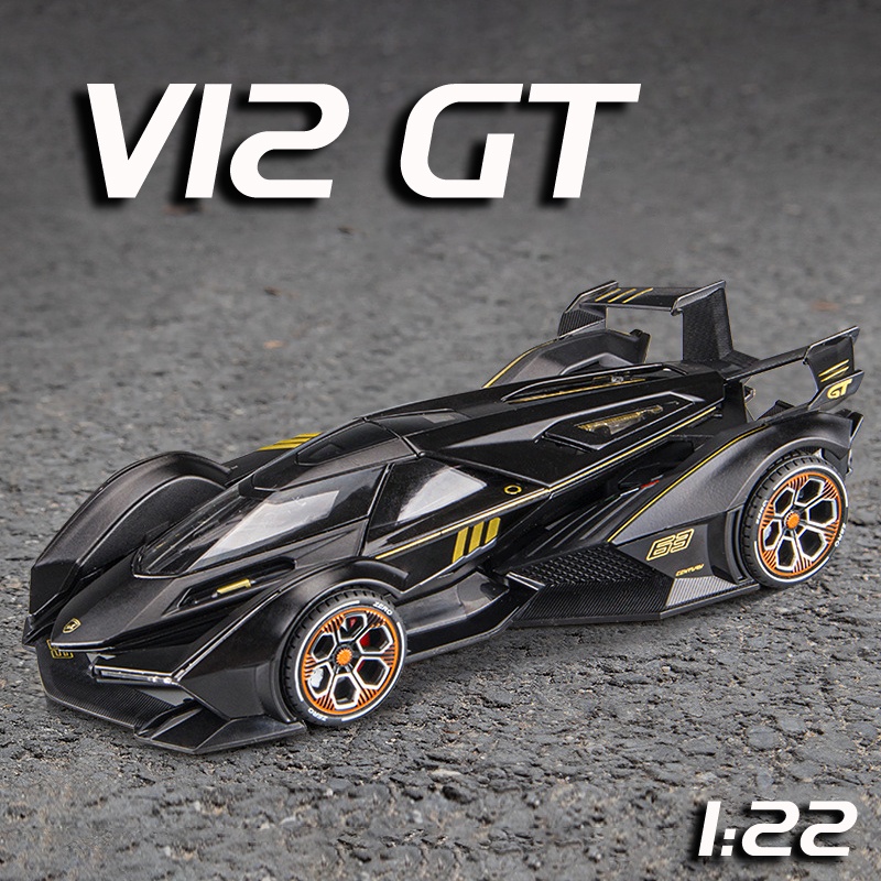 【RUM】1:22 Scale Lamborghini V12 GT Alloy Car Model Light & Sound Effect ...