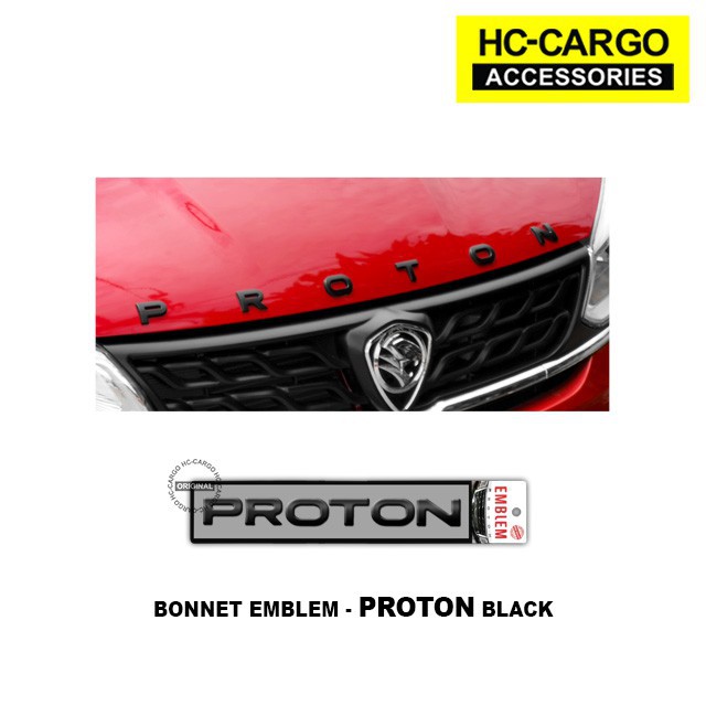 Proton Bonnet wording Emblem Logo 3D (Chrome & Black) | Shopee Malaysia