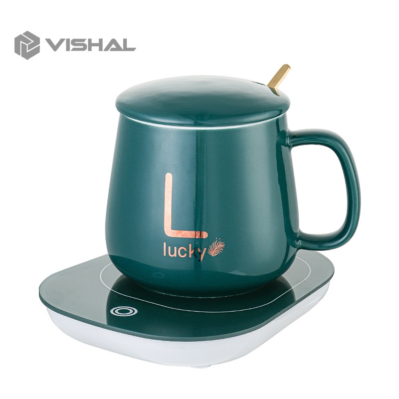 Vishal Mug Electric Cup Set Ceramic Heating 55 Degree Coffee Warmer ...