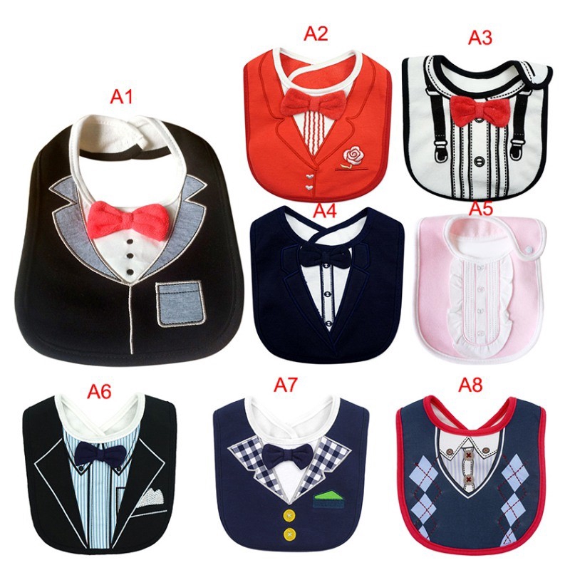 Baby Boy Girl Tuxedo Costume Bibs Saliva Towel Feeding Waterproof Bib ...