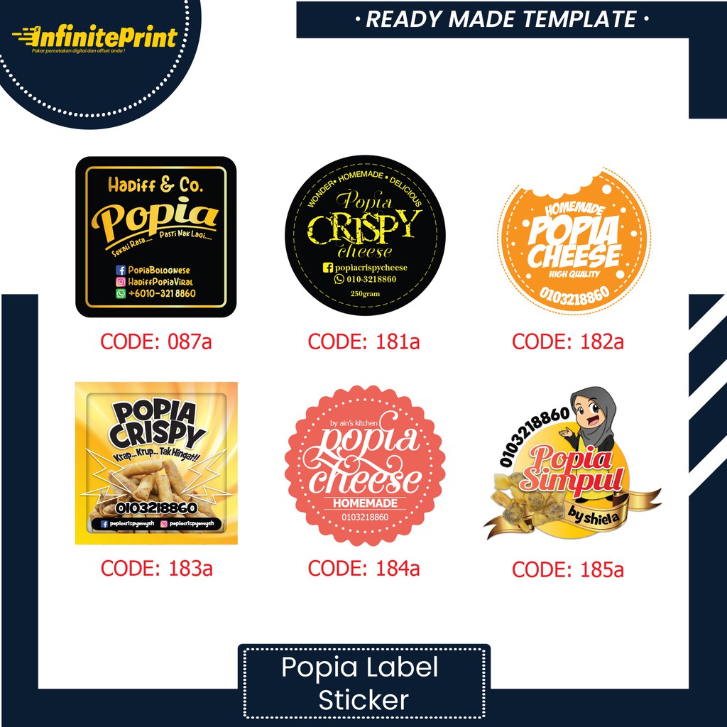 Popia Label Sticker Product - Label 3cm / 4cm / 5cm / 6cm / 7cm / 8cm ...