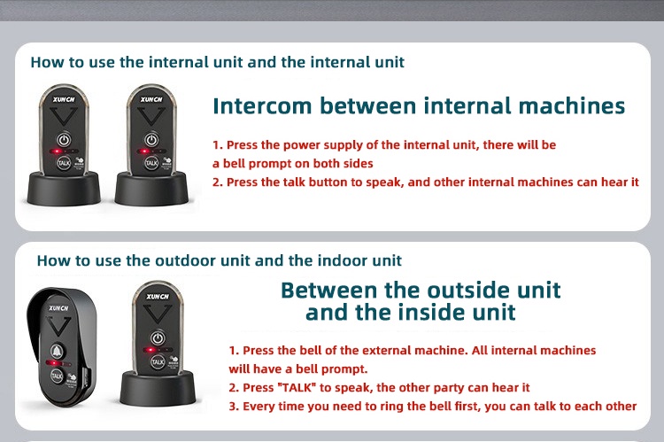 Ready Stock,T-1920 Wireless Intercom Door bell for Home and Office Two ...
