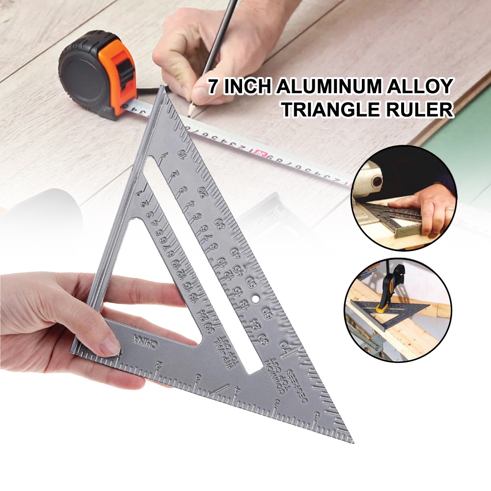 7inch Aluminum Alloy / PVC Triangle Ruler Angle Ruler Protractor Bevel ...
