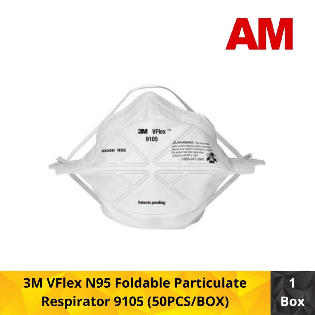 3M VFlex N95 Foldable Particulate Respirator 9105 (50PCS/BOX) | Shopee ...