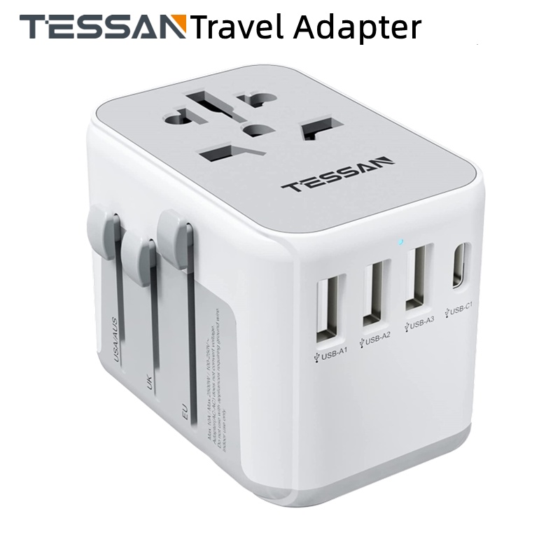 TESSAN International Travel Plug Adaptor with 4 USB Ports (1 USB C ...