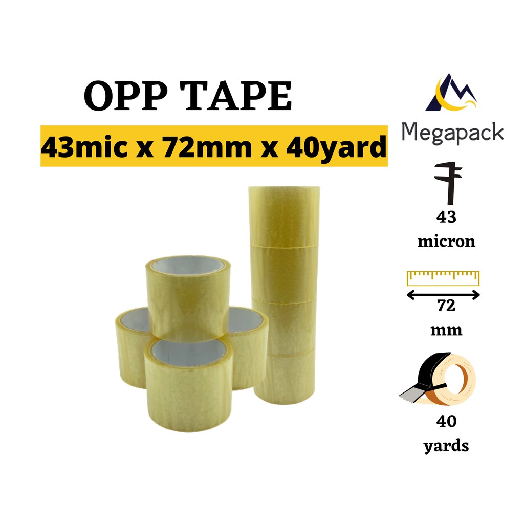 OPP Tape Clear 43mic x 72mm x 40yard Ready Stock Ship within 24 hours ...