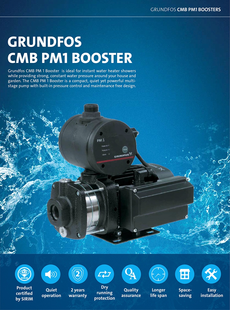 Grundfos CMB 3-46 PM1 Home Water Pressure Booster Pump | Shopee Malaysia