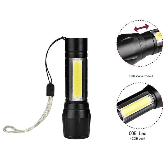 Mini flashlight with super bright COB LED that can be charged with a 5V ...