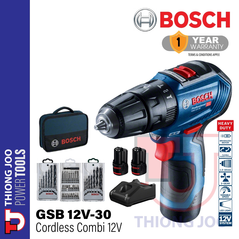 BOSCH GSB 12V-30 BRUSHLESS CORDLESS COMBI | Shopee Malaysia