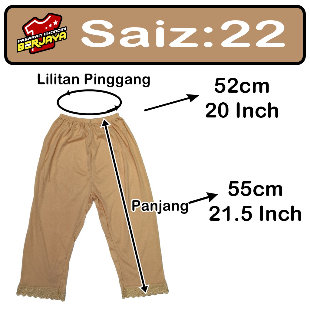 Inner Pants Muslimah/Kain Dalam Jenis Seluar/Petticoat Cotton/Hitam ...