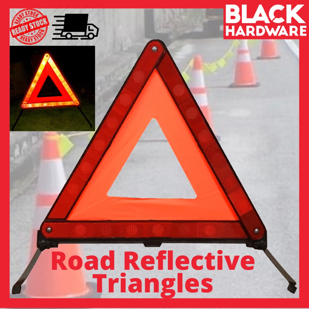 BLACK HARDWARE Folding Car Warning Triangles Emergency Reflector ...