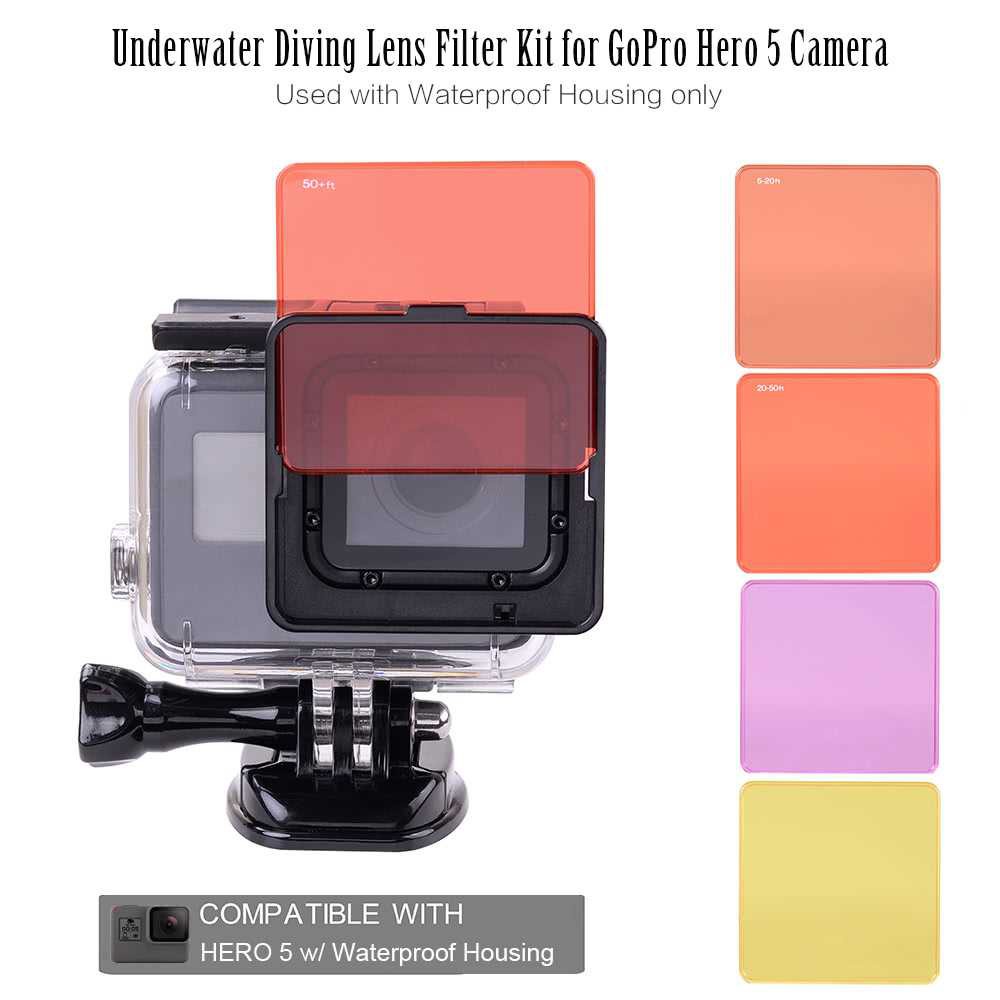 Underwater Diving Lens Filter Kit for GoPro Hero 5 Camera Used with ...