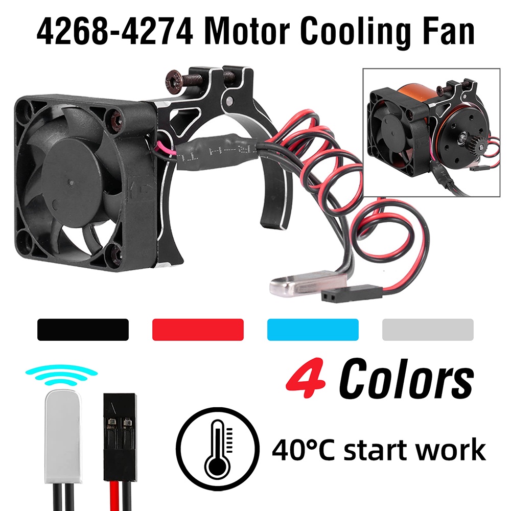 RC Car Motor Heatsink Cooling Fan with Thermal Sensor CNC Alloy Clamp ...