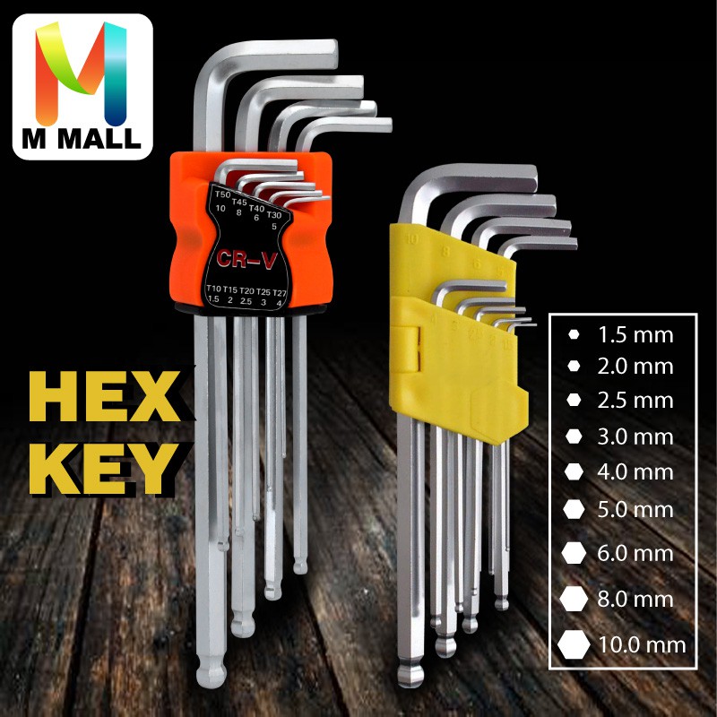 HEX KEY 9PCS EXTRA/ MEDIUM LONG ALLEN KEY SET | Shopee Malaysia