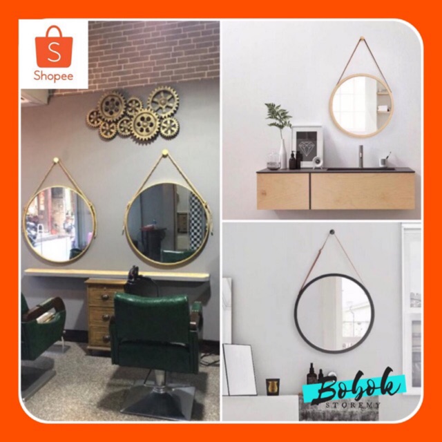 READYSTOCK‼️Nordic Round Steel Bathroom Dressing Mirror Deco Cermin ...
