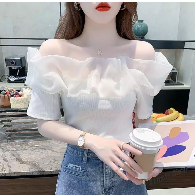 Short Sleeve Women's 2022 New T-shirt Design-sense Sexy Collarbone ...