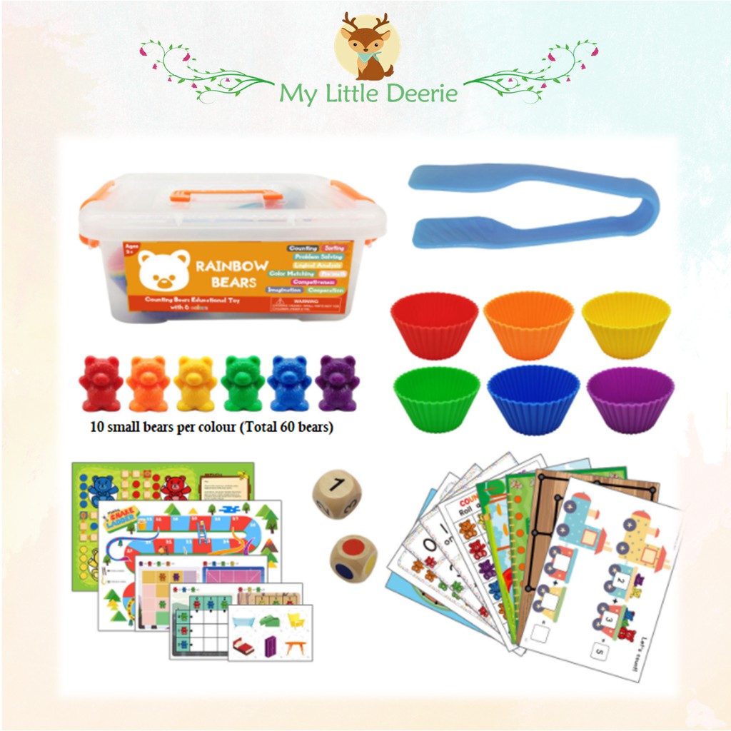 Rainbow Counting Bears Colour Counters Children Kids Fine Motor Colour ...