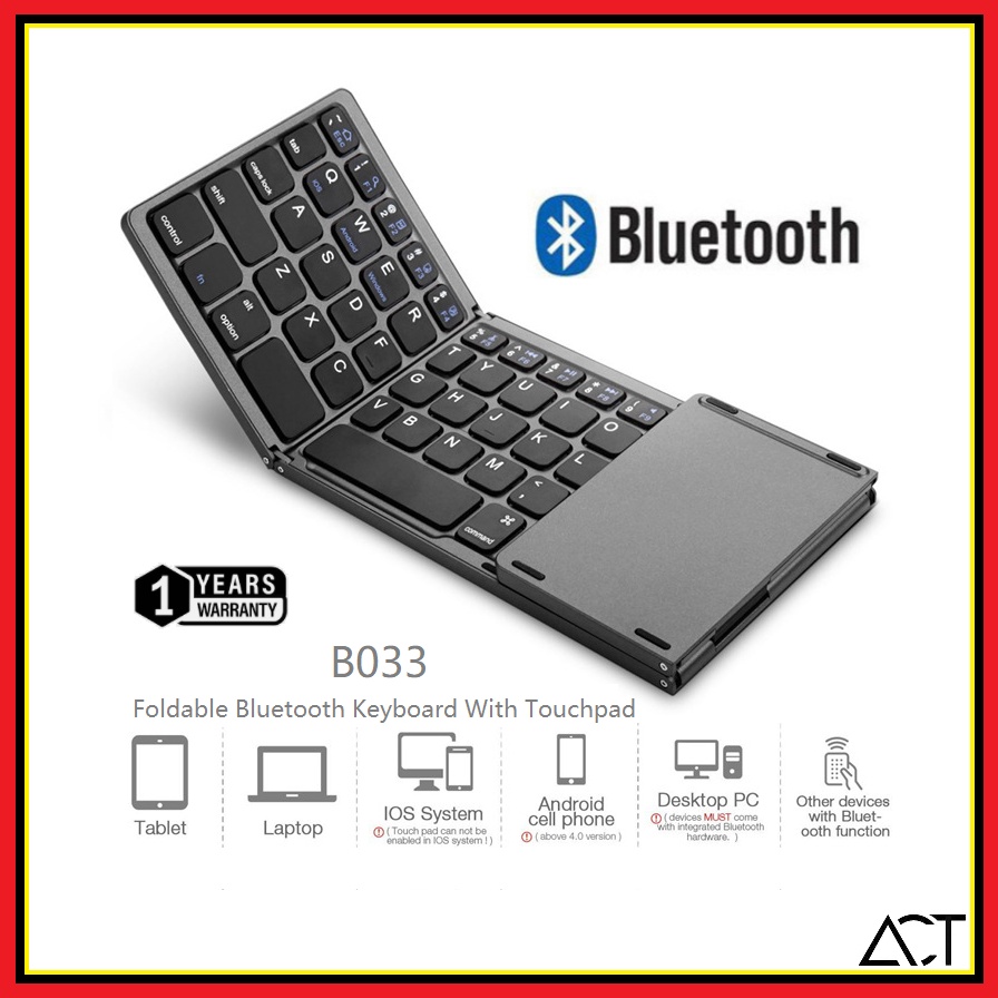 B033 Foldable Wireless Bluetooth Keyboard With Touchpad Shopee Malaysia