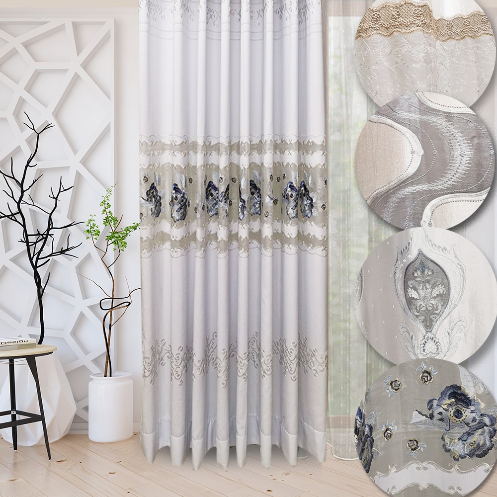 Langsir Sulam Bercorak Gaya Eropah | European Style Embroidered Silk ...