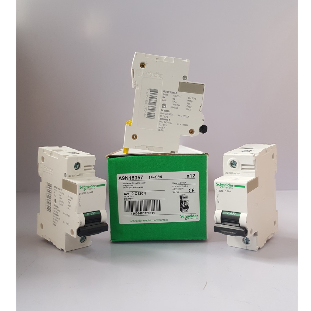 SCHNEIDER MCB Acti9 C120N 10kA 1pole 3poles 80A 100A 125A A9N18357 A9N18358 A9N18365 A9N18367 ...