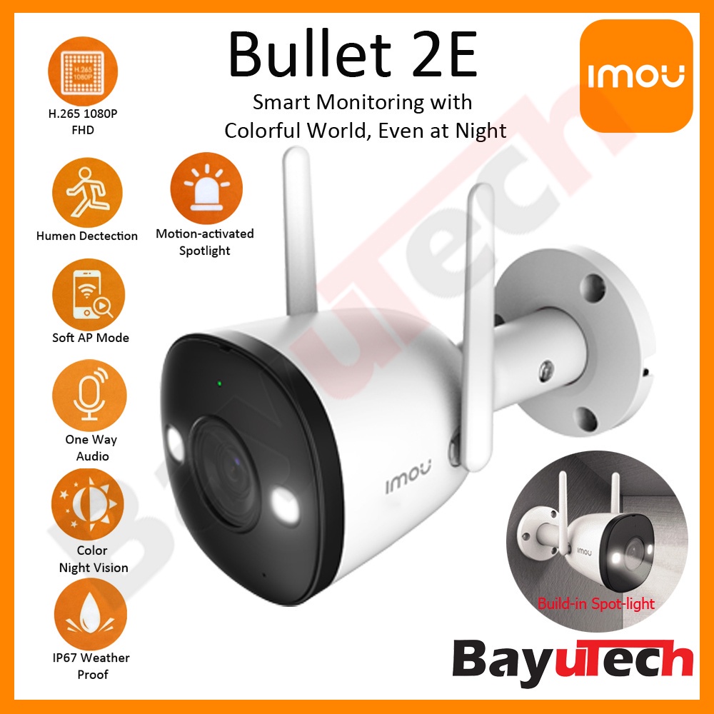 Imou Bullet 2c D 2e D 2 2mp 4mp H 265 H 264 Color Night Vision