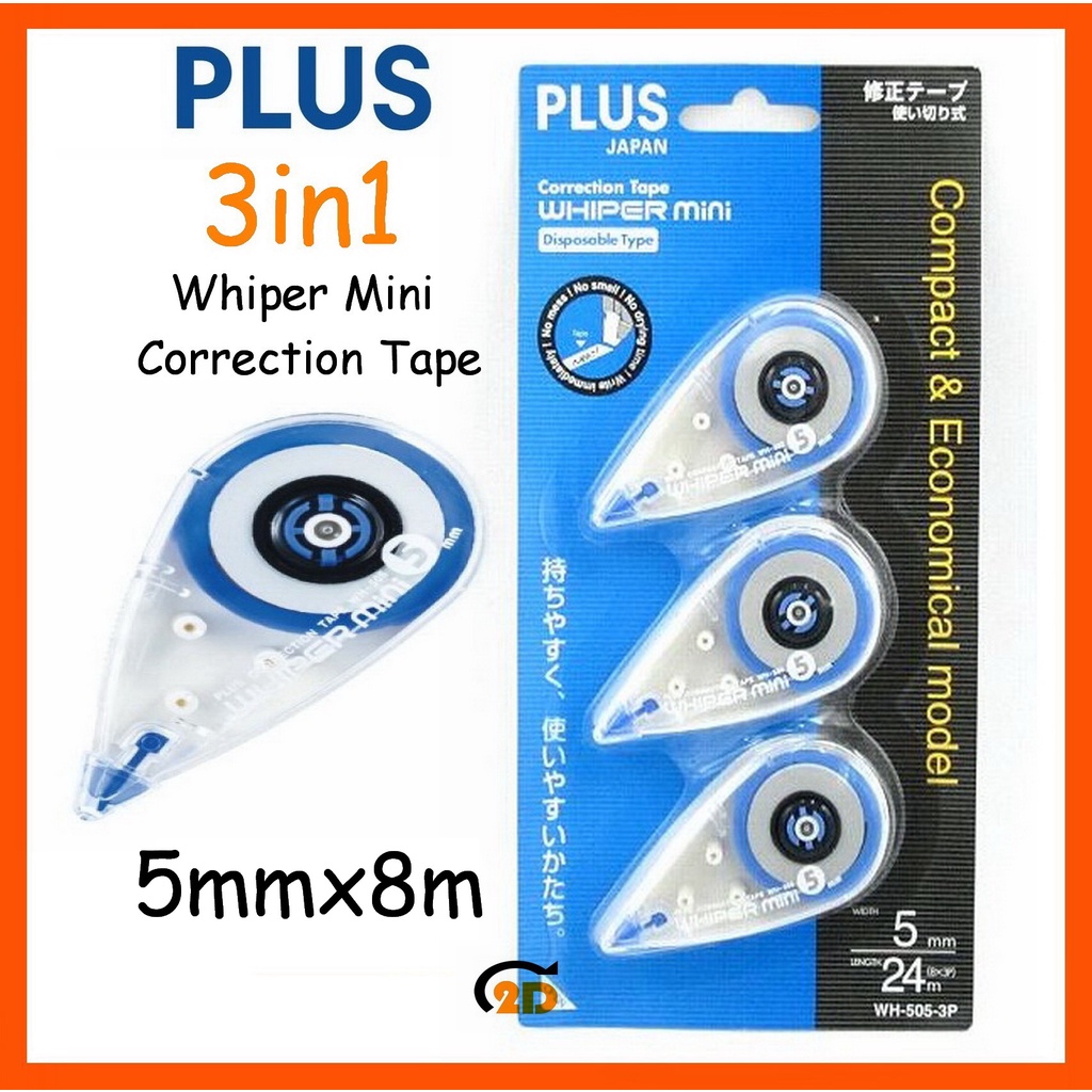 PLUS Whiper Mini Correction Tape 5mmx8m 3in1 (WH-505-3P) | Shopee Malaysia
